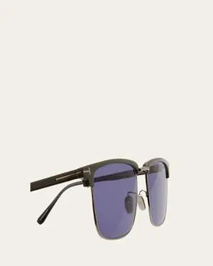 TOM FORD Ft0997-hudson Half-rim Square Sunglasses - Brown