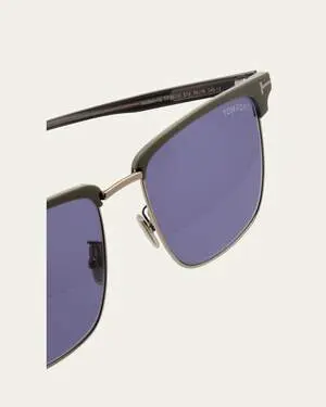 TOM FORD Ft0997-hudson Half-rim Square Sunglasses - Brown