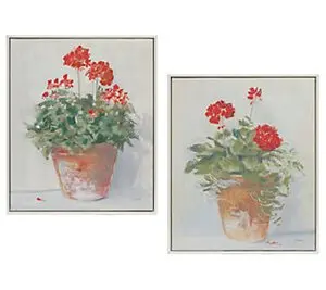 MELROSE International Framed Potted Geranium Pr Int - One-color