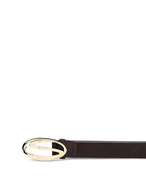 Santoni Leather Logo Buckle Belt