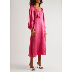 Olivia Rubin Raphaela Hammered Satin Midi Dress