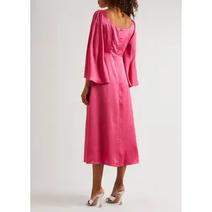 Olivia Rubin Raphaela Hammered Satin Midi Dress