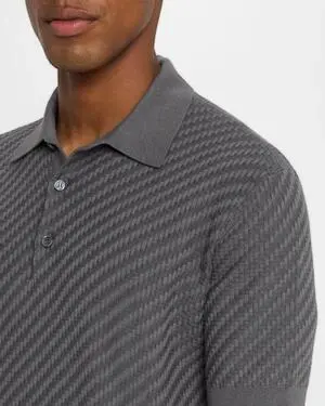 Brioni Apos;s Basketweave Stitch Polo Sweater - Graphite