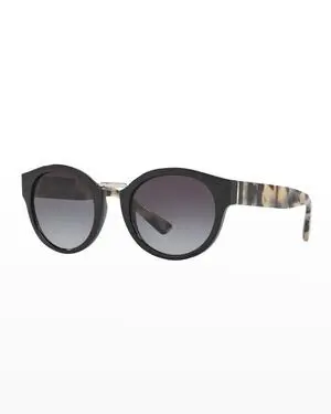 Burberry Round Plastic Sunglasses - Black Pattern