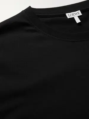 Loewe Logo-embroidered Cotton-jersey T-shirt - Black