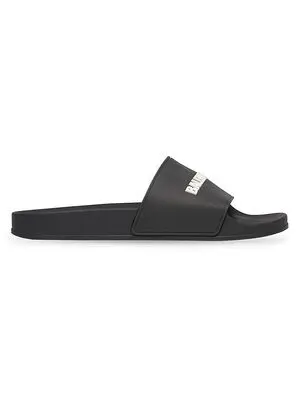 Balenciaga Pool Slide Sandals - Black White