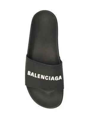 Balenciaga Pool Slide Sandals - Black White