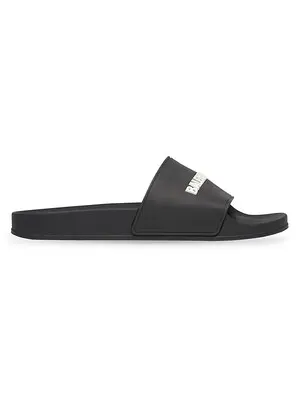 Balenciaga Pool Slide Sandals - Black White