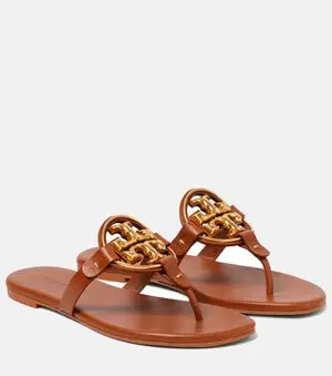 Tory Burch Tory Burch Metal Miller Soft Leather Sandals Brown
