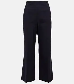 Chloé High-rise Cropped Flared Wool Pants - Blue