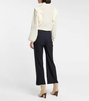 Chloé High-rise Cropped Flared Wool Pants - Blue