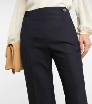 Chloé High-rise Cropped Flared Wool Pants - Blue