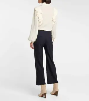 Chloé High-rise Cropped Flared Wool Pants - Blue