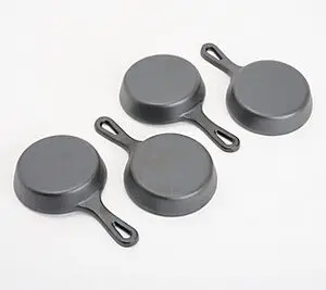 TEMP-TATIONS Winter Whimsy Set Of 4 Cast Iron Cookie Skillets