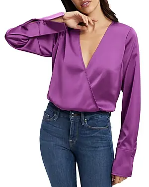 Good American Satin Wrap Top