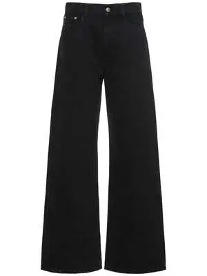 WANDLER Magnolia Wide Cotton Denim Jeans - Black