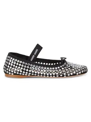 Miu Miu Women's Crystal-Embellished Ballet Flats - Nero  Nero