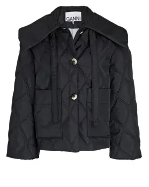 GANNI Recycled Ripstop Quilted Jacket - Black