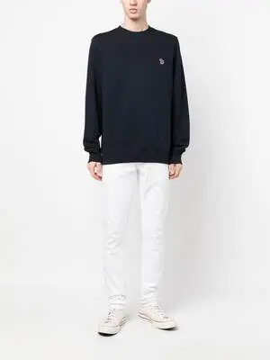 Paul Smith Zebra-patch Organic Cotton Sweatshirt - Blue