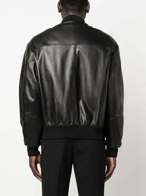 LOW BRAND Zip-up Leather Bomber Jacket