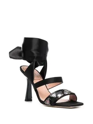 Alberta Ferretti 105mm Sculptural Heel Bead-embellished Lace-up Sandals
