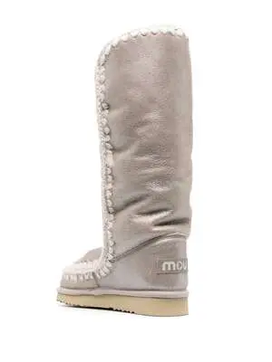 Mou Metallic Leather Boots - Neutrals