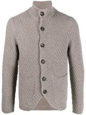 Canali Textured-knit Merino Wool Cardigan