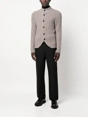 Canali Textured-knit Merino Wool Cardigan