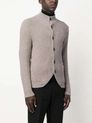 Canali Textured-knit Merino Wool Cardigan