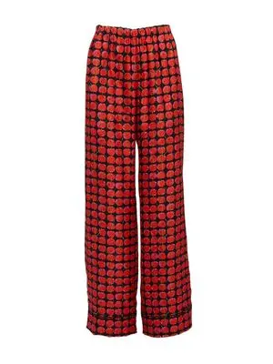 La DoubleJ Cherry-print Silk Pyjama Set - Red