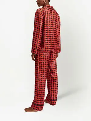 La DoubleJ Cherry-print Silk Pyjama Set - Red