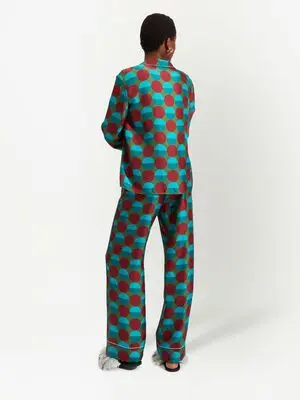 La DoubleJ Graphic-print Silk Pyjama Set - Blue