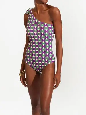 La DoubleJ Graphic-print One-shoulder Swimsuit - Purple