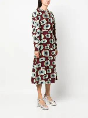 Colville Frayed-detail Graphic-print Midi Dress