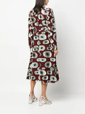 Colville Frayed-detail Graphic-print Midi Dress