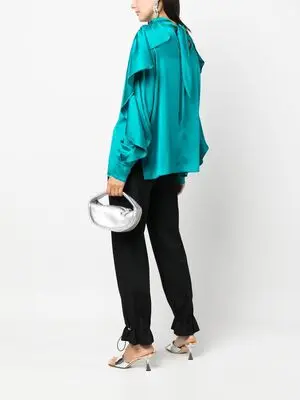 Colville Ruffled-sleeve Satin Blouse
