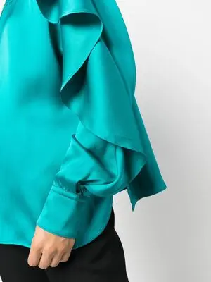 Colville Ruffled-sleeve Satin Blouse