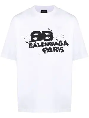 Balenciaga Hand Drawn Logo-print T-shirt - White