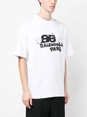 Balenciaga Hand Drawn Bb Icon T-shirt - White