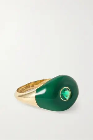 CHARMS COMPANY Les Bonbons 14-karat Gold, Enamel And Tsavorite Ring