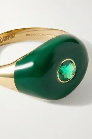 CHARMS COMPANY Les Bonbons 14-karat Gold, Enamel And Tsavorite Ring