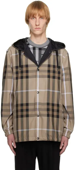 Burberry Burberry Brown Reversible Check Jacket - Biscuit Ip Chk