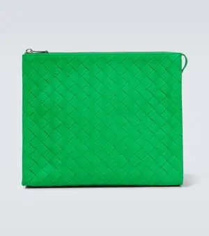 Bottega Veneta Intrecciato Leather Document Case - Green
