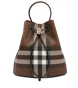 Burberry Tb Checked Cotton-blend Bucket Bag