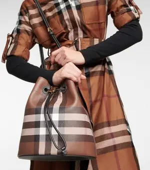Burberry Tb Checked Cotton-blend Bucket Bag