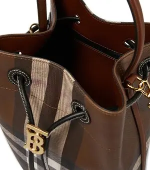 Burberry Tb Checked Cotton-blend Bucket Bag