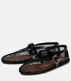 Alaïa Fishnet Ballerina Flats - Black