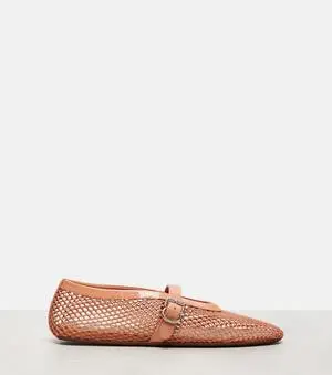 Alaïa Fishnet Ballerina Flats - Pink