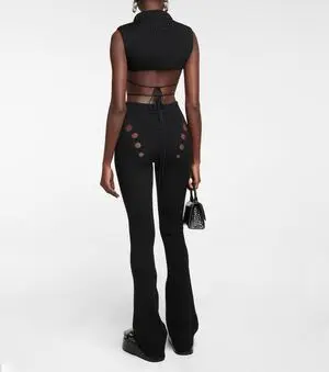JEAN PAUL GAULTIER Cutout High-rise Flared Wool Pants