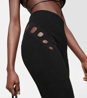 JEAN PAUL GAULTIER Cutout High-rise Flared Wool Pants